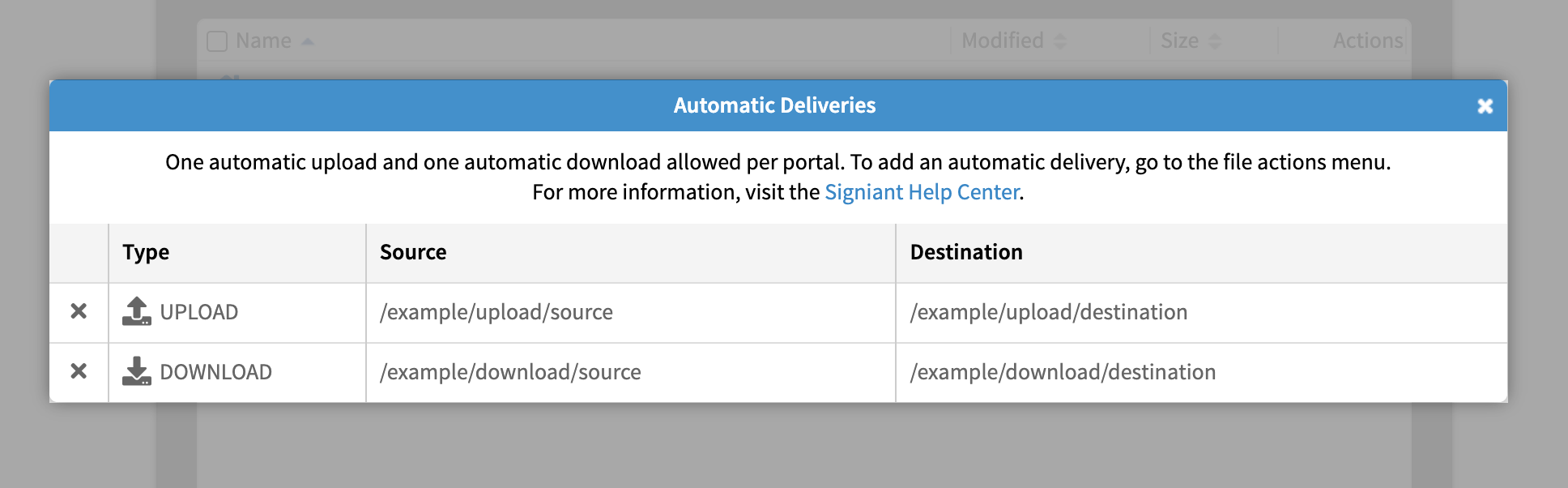 To remove an Auto Delivery, click the Remove button.