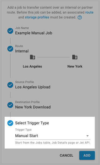 When an on-premises SDCX Server or AWS S3 storage profile is used as the source, the job trigger ...