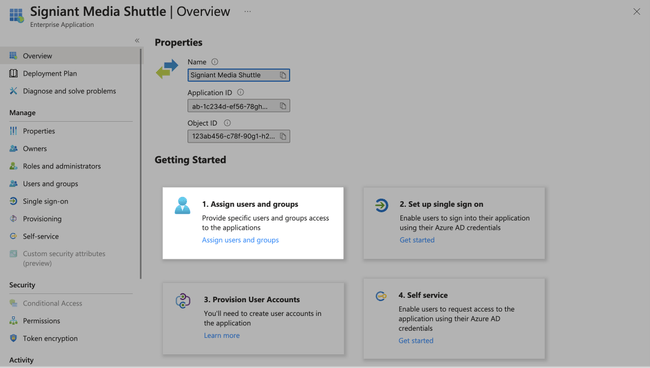 Click the highlighted area to assign users and groups to your application