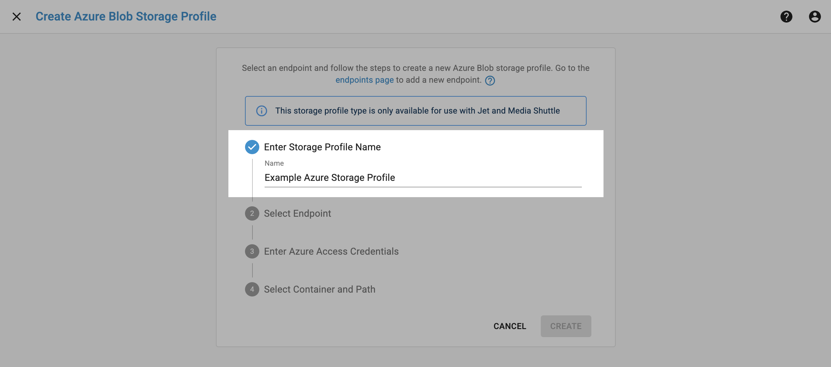 You must set a name for the storage profile in the first text field