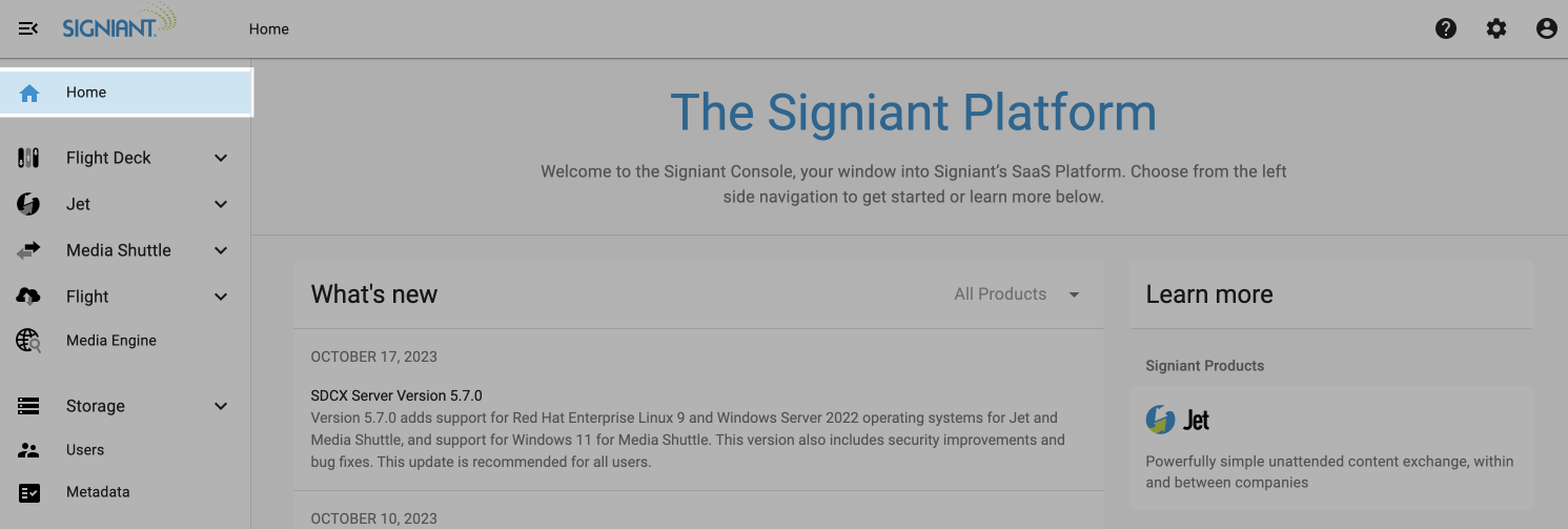 The Console Home button in the top left corner is highlighted