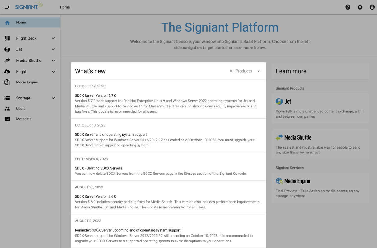 Whats New Section of the Console Homepage