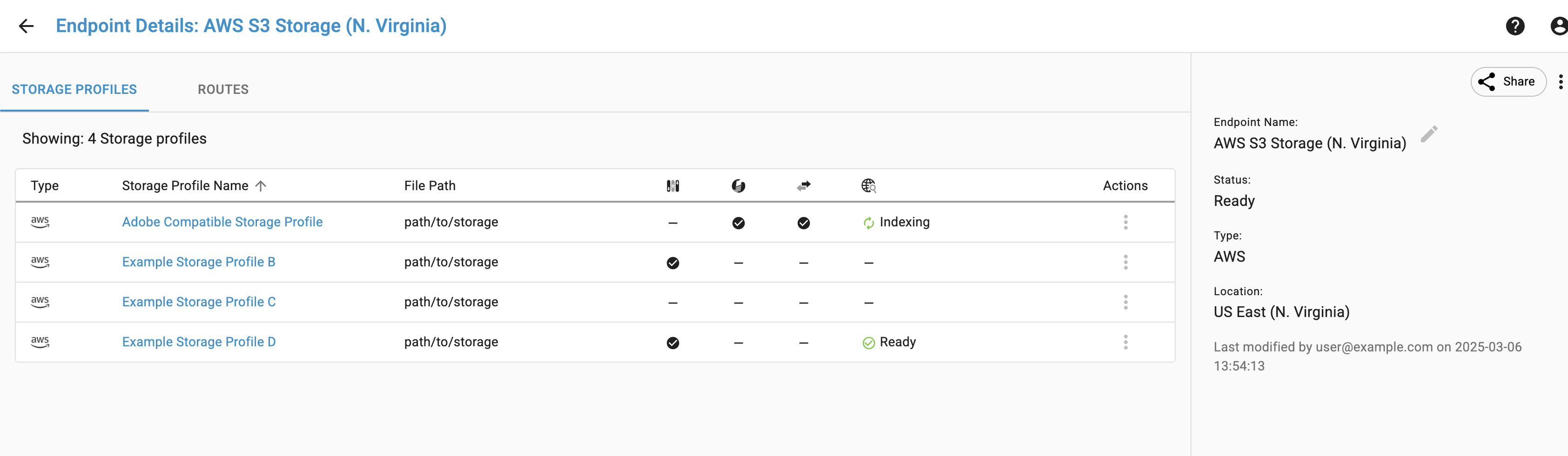 The Signiant Console Endpoints details page